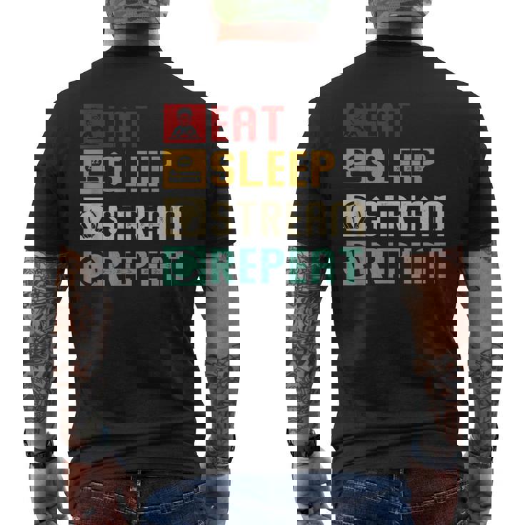 Eat Sleep Stream Repeat Streaming Gaming Streamer Vintage Men's T-shirt ...
