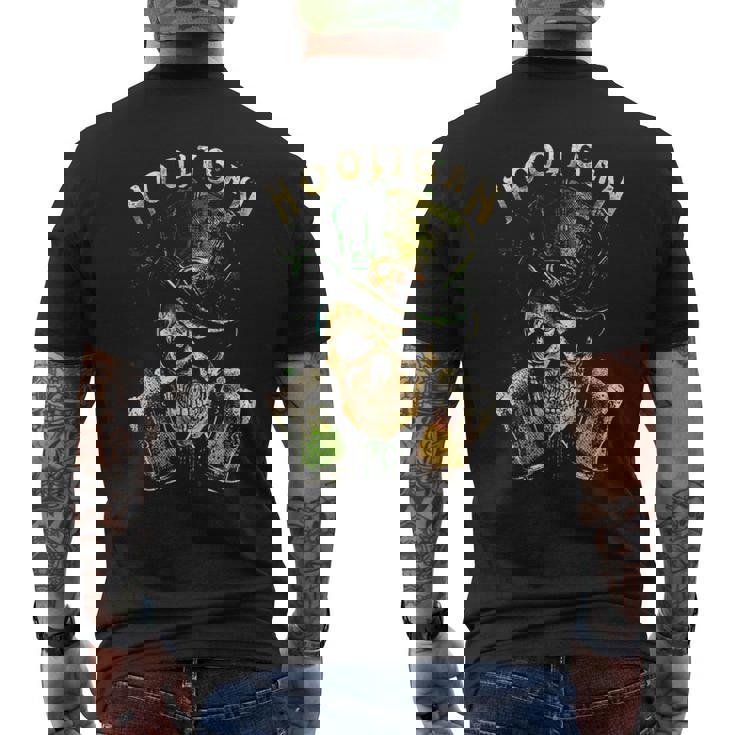 Hooligan Skull Beer Irish Men's T-shirt Back Print - Monsterry