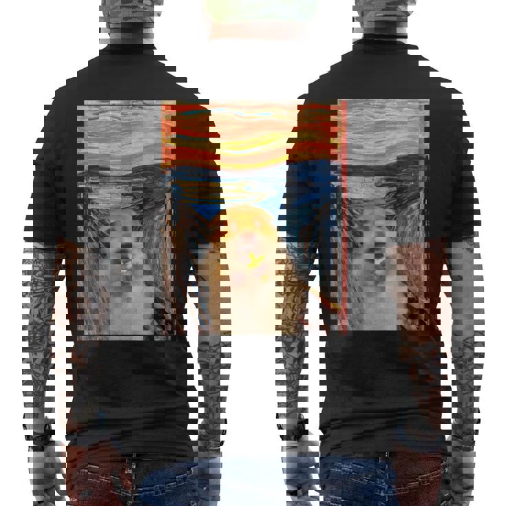 Scared Hamster Meme Holding Sacred Cross The Scream Painting Men's T ...