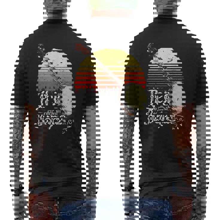 Vintage Retro Bluegrass 5 String Banjo Men's T-shirt Back Print - Monsterry