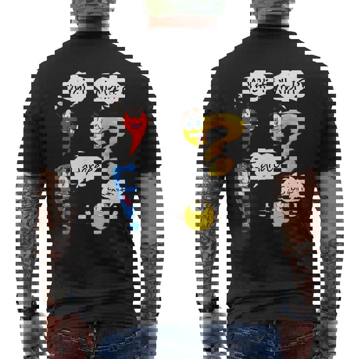 Wait What English Grammar Punctuation Marks Cartoon Men's T-shirt Back ...