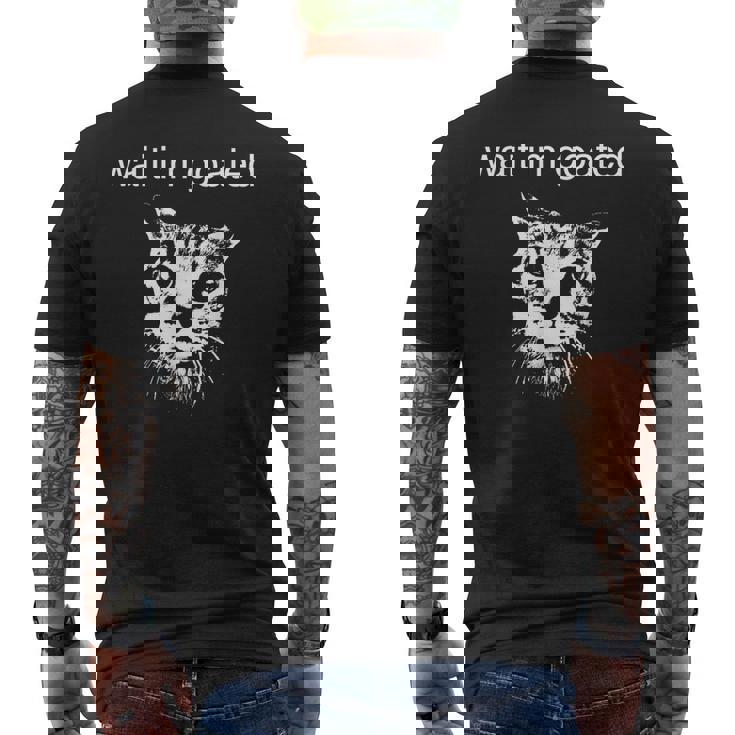 Wait I'm Goated Cat Meme Men's T-shirt Back Print | Mazezy