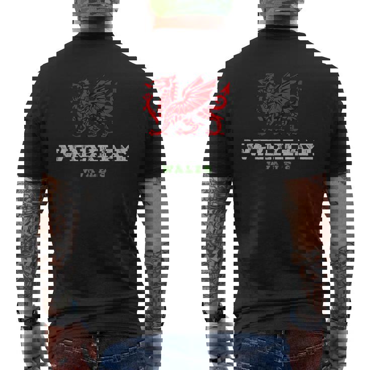 Wrexham Wales Welsh Dragon Flag Vintage Men's T-shirt Back Print | Mazezy