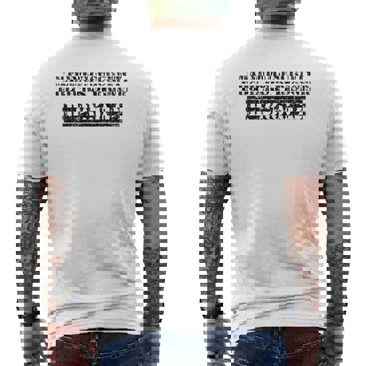 Maximum Security High Risk Prisoner Inmate Costume Men's T-shirt Back ...