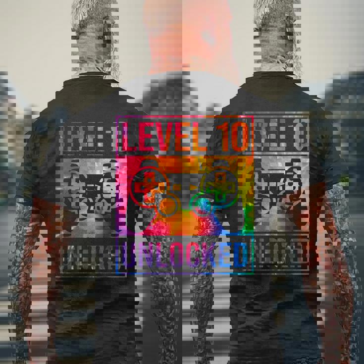 10Th Birthday Gamer 10 Year Old Tie Dye Boys Level Men's T-shirt Back ...