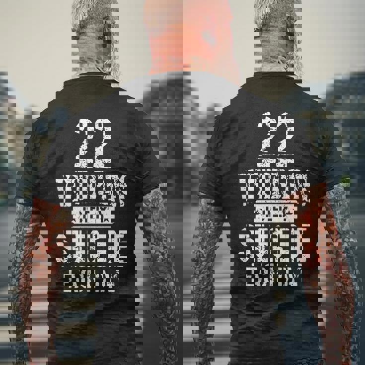 22 Veterans Die By Suicide Each Day Military Veteran Men's T-shirt Back ...