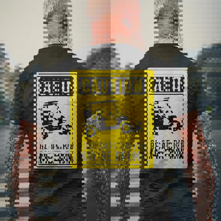 Caution Golf Cart Driver May Be Drunk Golfer Humor Pun Mens Back Print ...