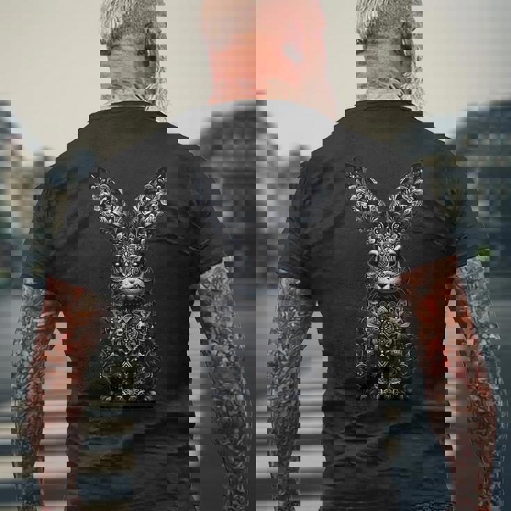 Gothic Easter Cute Goth Black Bunny Men's T-shirt Back Print - Seseable