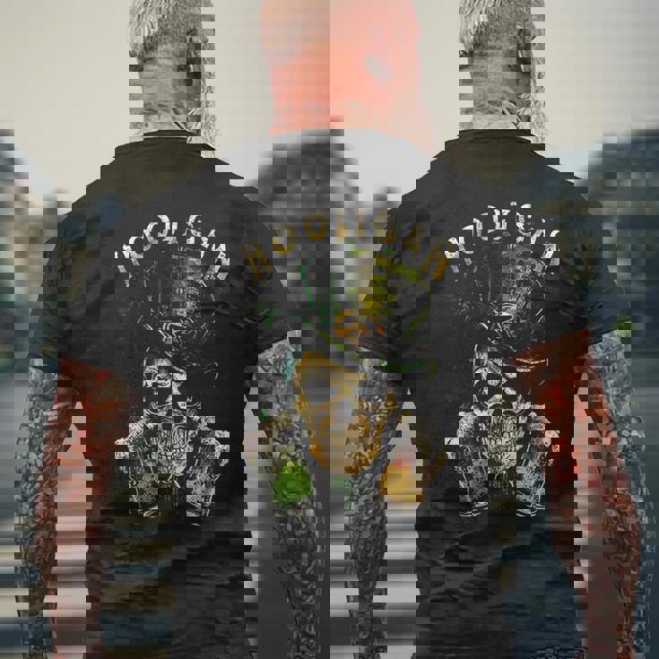 Hooligan Skull Beer Irish Men's T-shirt Back Print - Monsterry