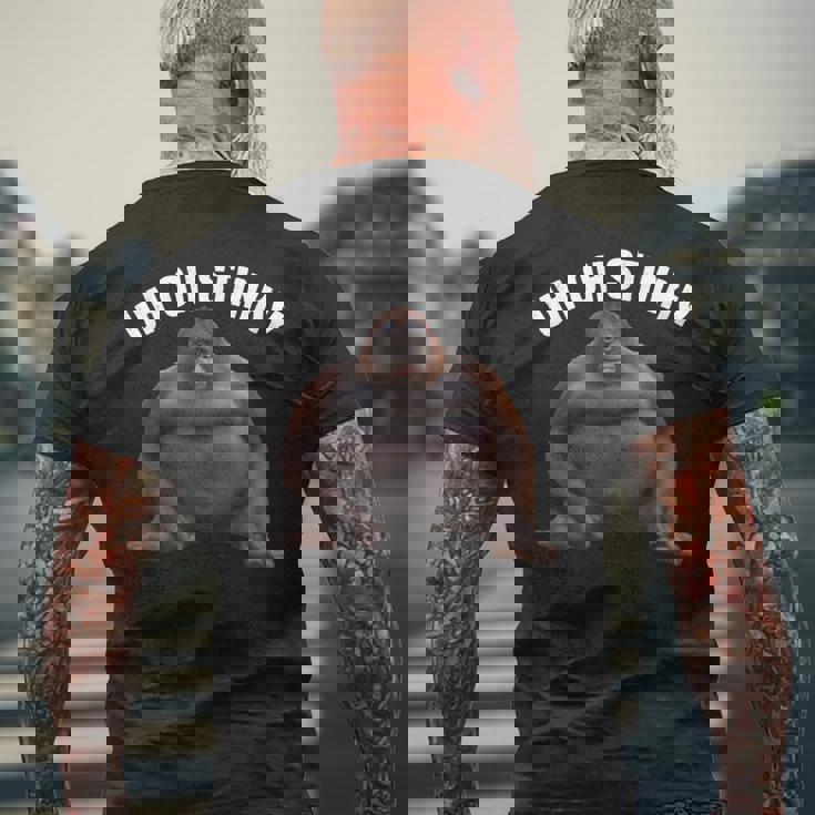 Le Monke Meme Monkey Orangutan Poop Meme Uh Oh Stinky Men's T-shirt Back Print | Mazezy