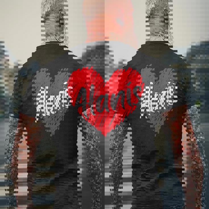 Personalized Name Alanis Heart I Love Alanis Men's T-shirt Back Print ...