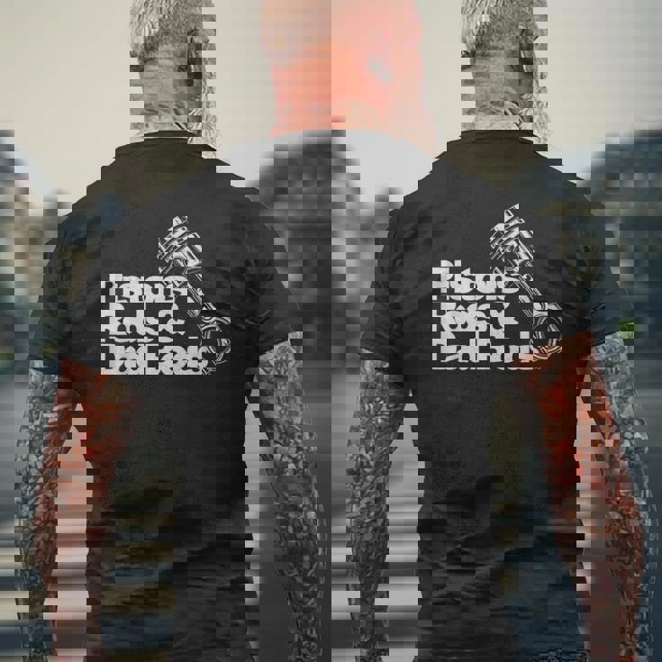 Pistons Rods And Dad Bods Mechanic Fathers Day Men's T-shirt Back Print ...