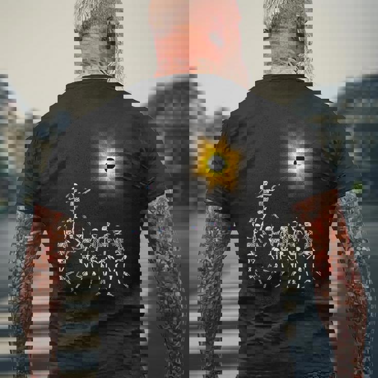 Total Solar Eclipse 2024 Dancing Skeleton Men's T-shirt Back Print | Mazezy