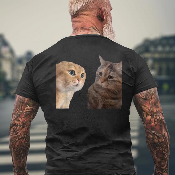 Two Cats Talking Meme Men's T-shirt Back Print | Mazezy