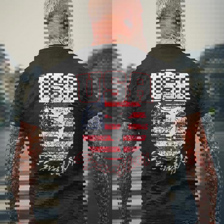 Usa American Flag Gymnastics Gymnast 4Th Of July Men's T-shirt Back Print | Mazezy