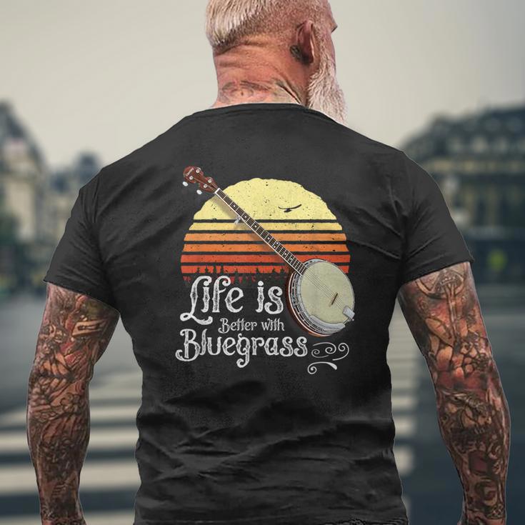 Vintage Retro Bluegrass 5 String Banjo Men's T-shirt Back Print - Monsterry