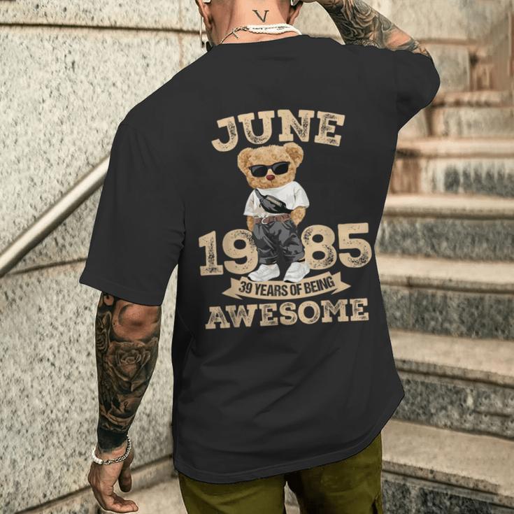 39 Year Old Awesome June 1985 39Th Birthday Boys Men's T-shirt Back ...