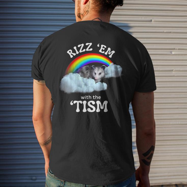 Autism Rizz Em With The Tism Meme Autistic Opossum Men's T-shirt Back ...