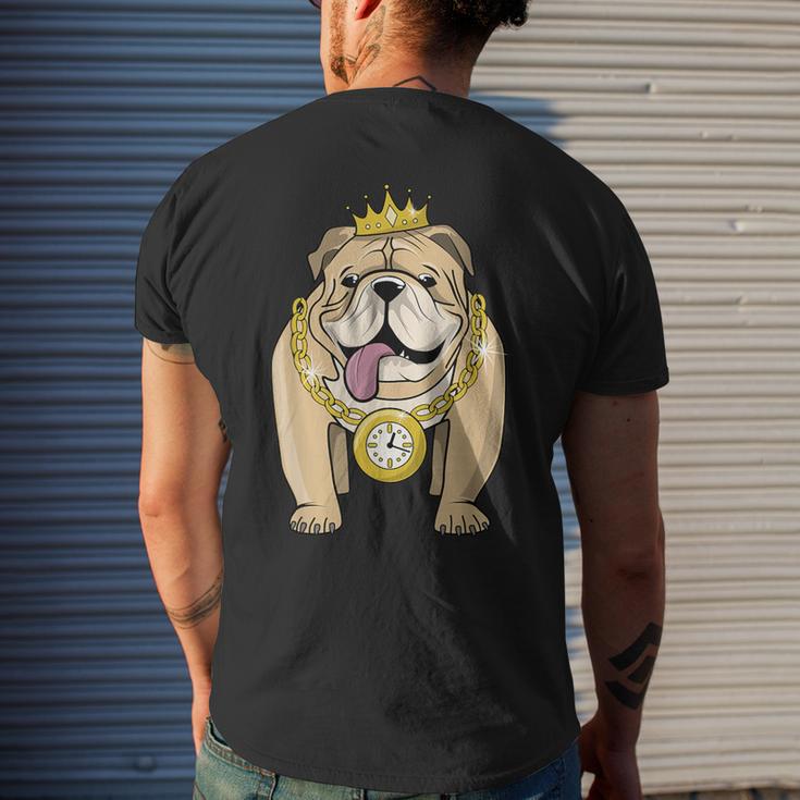 Bulldog Rapper Hip-Hop Dog Crown Gold Chain Clock Men's T-shirt Back ...