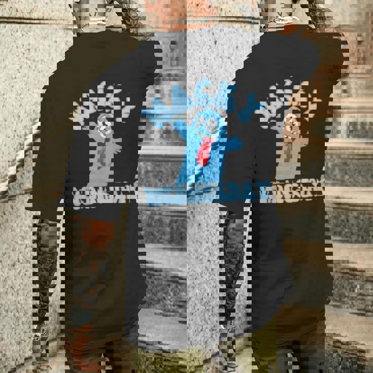 Classic Wacky Wednesday Mismatch Outfit Men's T-shirt Back Print | Mazezy