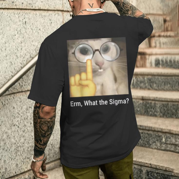Erm What The Sigma Cat Meme Men's T-shirt Back Print | Mazezy