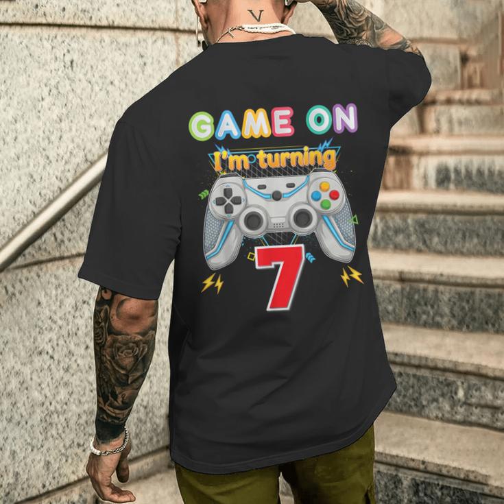 Game On I'm Turning 7 Years Old 7Th Birthday Gamer Kid Boy Men's T ...