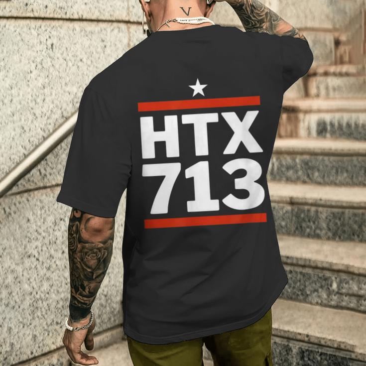 Htx 713 Houston Texas H-Town Men's T-shirt Back Print - Monsterry