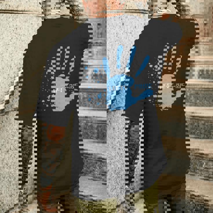 Left-Handed Lefty Pride Handprint Men's T-shirt Back Print - Monsterry