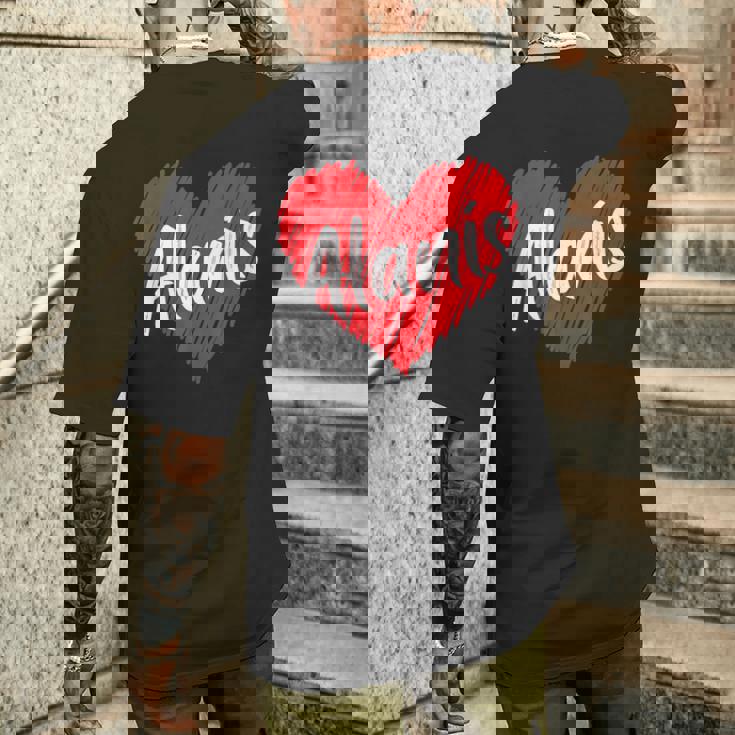 Personalized Name Alanis Heart I Love Alanis Men's T-shirt Back Print ...