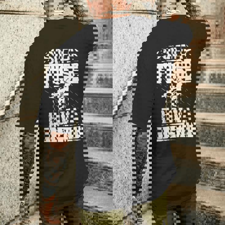 Save A Fuse Blow A Lineman Lineman Gif Men's T-shirt Back Print | Mazezy