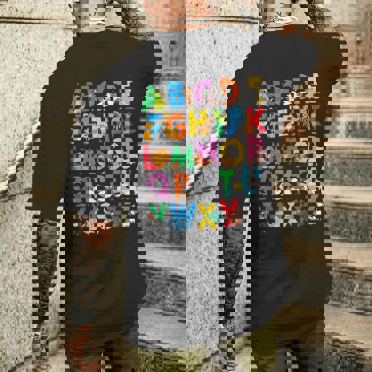 Zoo Animal Alphabet Abcs Learning Letters Boys Girls Men's T-shirt Back ...