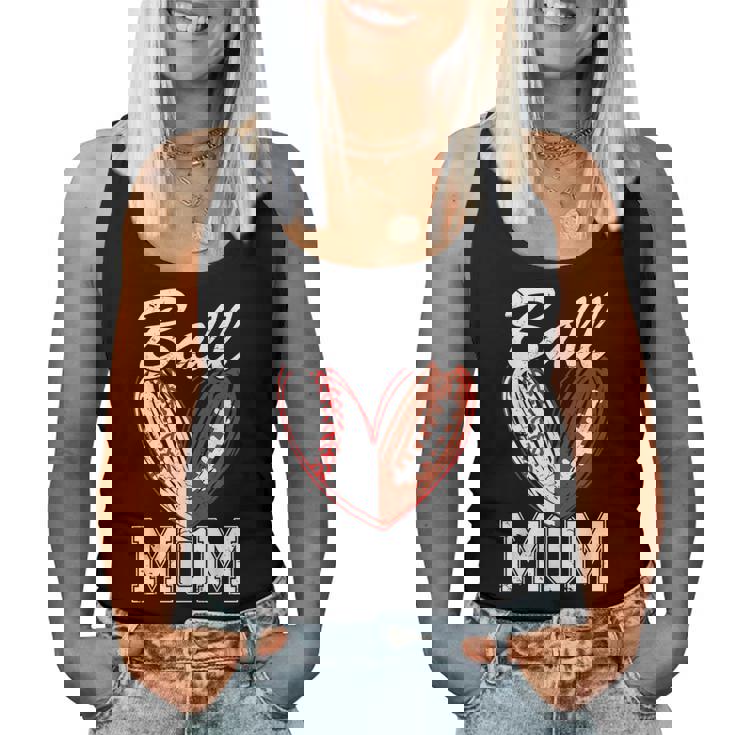 Ball Mom Baseball Football Lover Fan Happy Women Women Tank Top | Mazezy