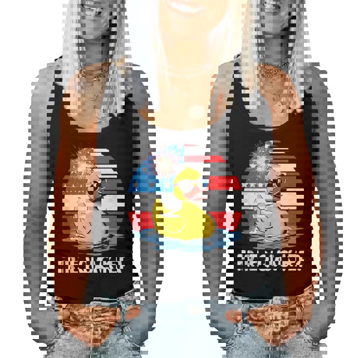 Fire Quacker Duck Firecracker 4Th Of July Usa Flag Kid Women Tank Top ...