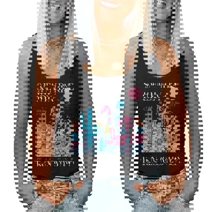 Retro Save A Horse Ride A Trans Cowboy Western Lgbt Pride Women Tank ...