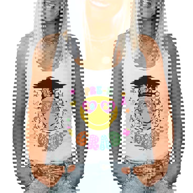 Groovy Pre-K Graduate Happy Face Graduation 2024 Grad Women Tank Top ...