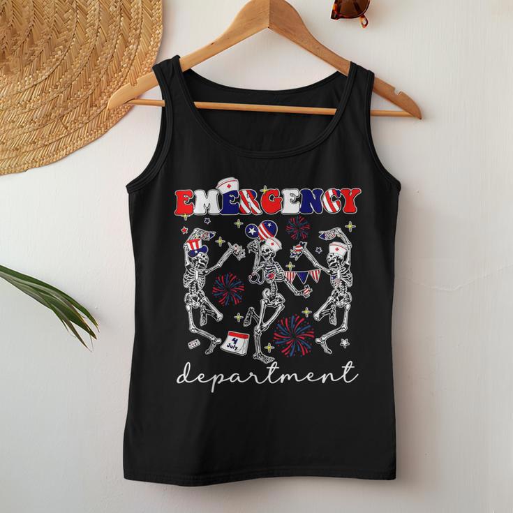 Emergency Department Skeleton Dancing Er Nurse 4Th Of July Women Tank ...