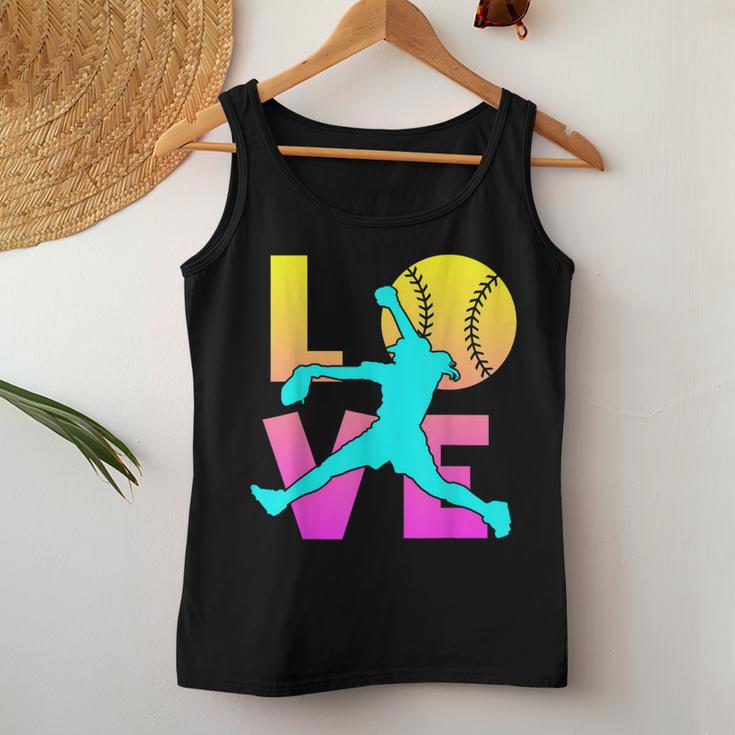 I Love Softball- Pitcher Cute N Girl Women Women Tank Top | Mazezy