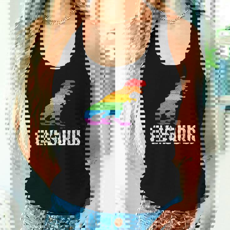 Allysaurus Lgbtq Ally Rainbow Dinosaur Vintage Gay Pride Women Tank Top ...