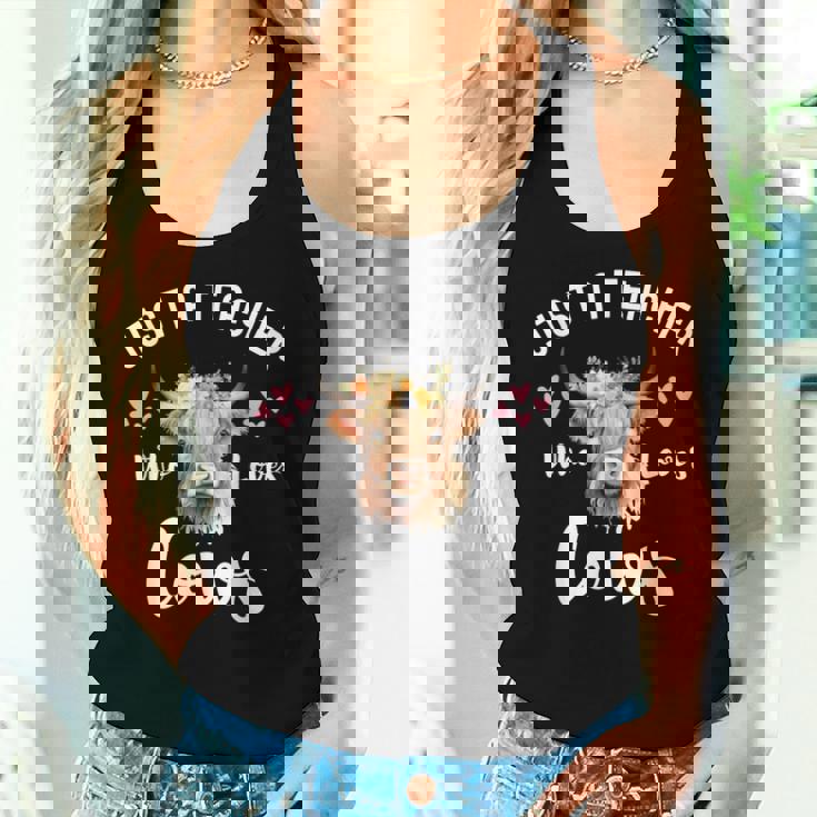 Just A Teacher Who Loves Cows Cute Highland Cow Women Tank Top - Seseable