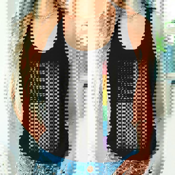 Rainbow Gay Pride American Flag Lgbt Gay Transgender Pride Women Tank ...