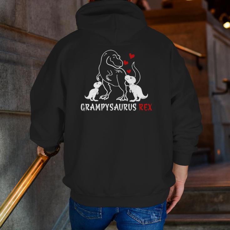 Retro Vintage Grampysaurus Rex Family Father's Day Zip Up Hoodie Back ...