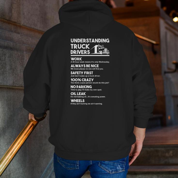 Understanding Truck Drivers Work A 40 Hour Week Zip Up Hoodie Back ...