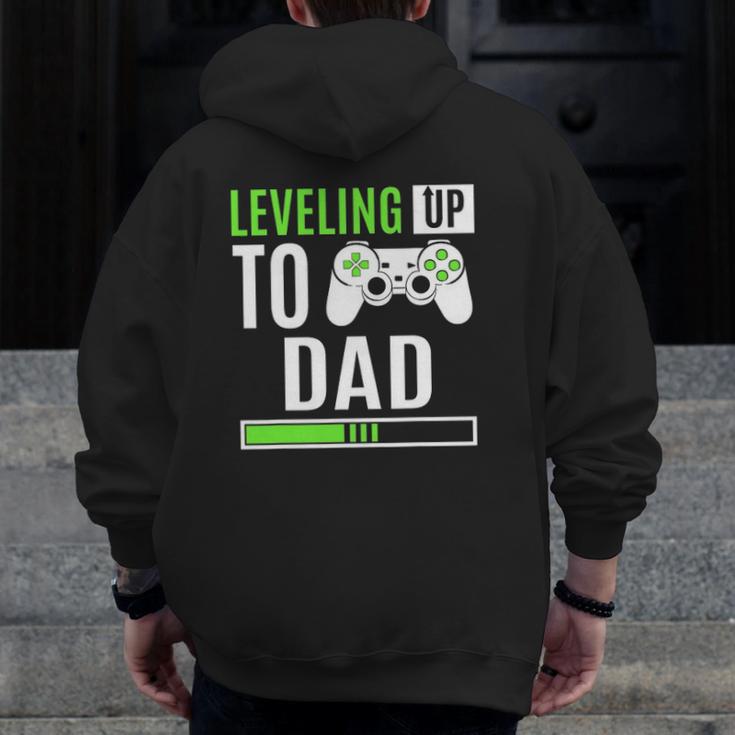 Leveling Up To Dad Gaming Baby Gender Reveal Announcement Zip Up Hoodie ...