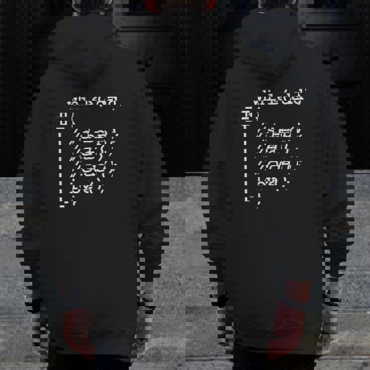 Programmer Dad Sleep Eat Code Father's Day Zip Up Hoodie Back Print | Mazezy