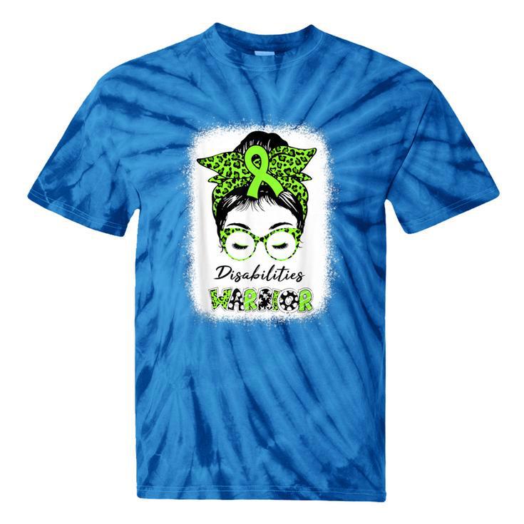 Disability Awareness Month Messy Bun Warrior Green Ribbon Tie-Dye T ...
