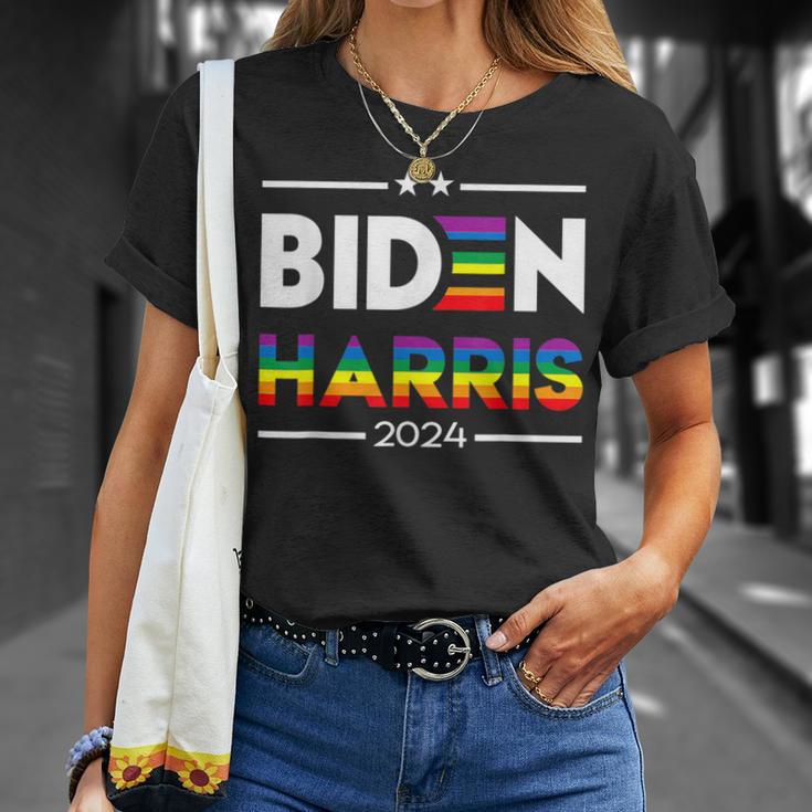 Biden Harris 2024 Rainbow Flag Gay Pride Lgbt Democrat T-Shirt - Seseable