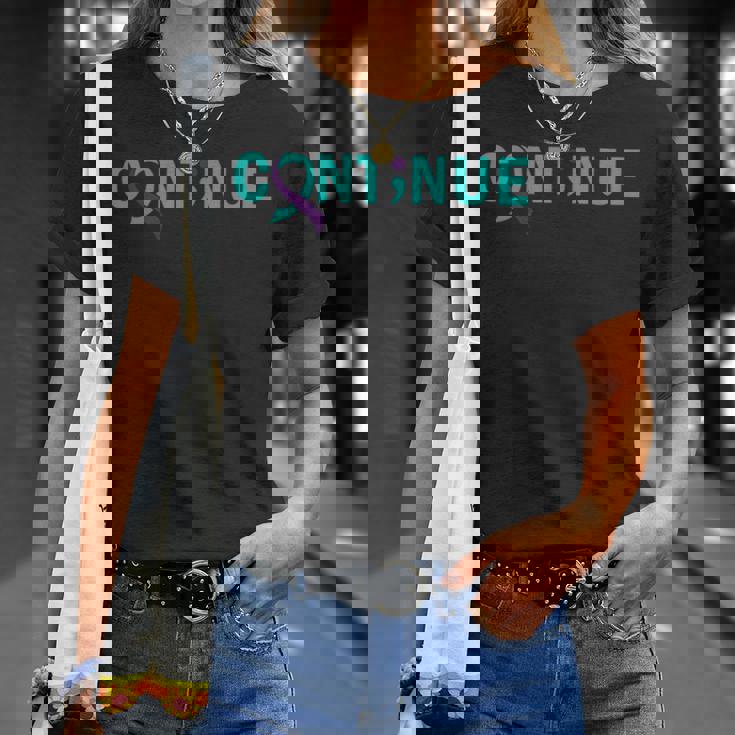 Continue Semicolon Suicide Prevention Awareness T-Shirt - Monsterry