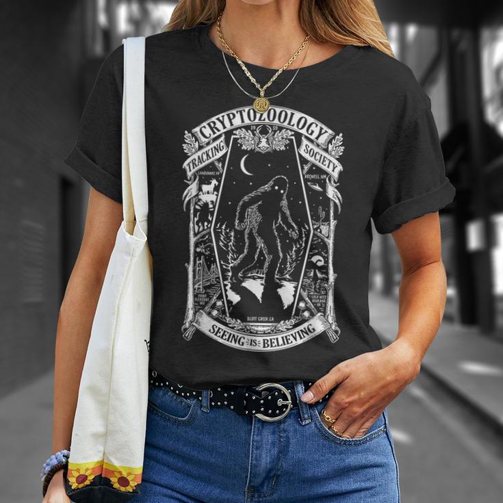 Cryptozoology Society Bigfoot Mothman Cryptid Loch Ness T-Shirt - Seseable