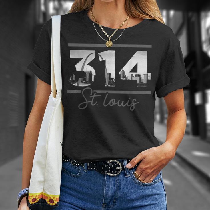 St Louis 314 Area Code Skyline Missouri Vintage T-Shirt - Seseable