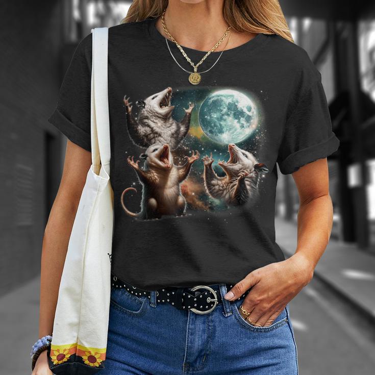 Three Opossum Moon 3 Possum Full Weird Magic Meme T-Shirt | Mazezy